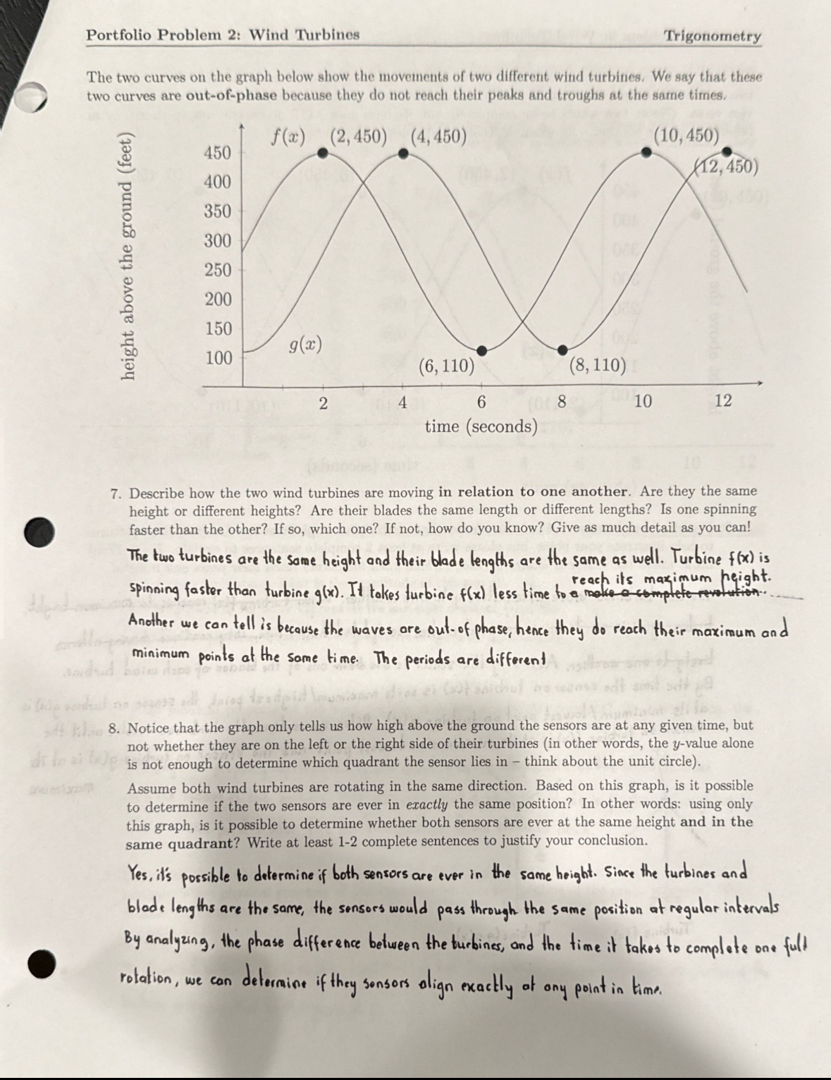 Solved Portfolio Problem 2: Wind TurbinesTrigonometryThe two | Chegg.com