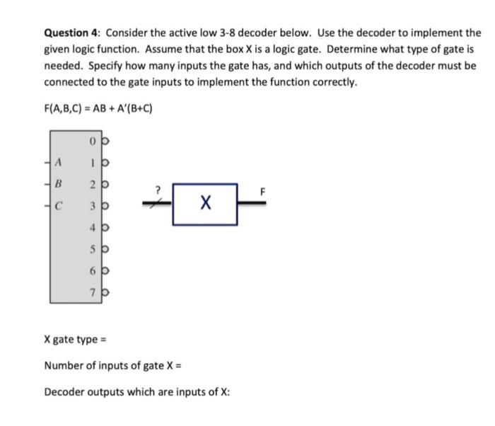 Solved Question 4: Consider the active low 3-8 decoder | Chegg.com