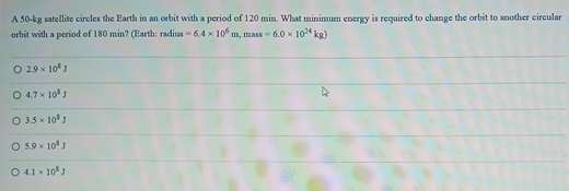 Solved A 50-kg ﻿satellito cireles the Barth in an orbit with | Chegg.com