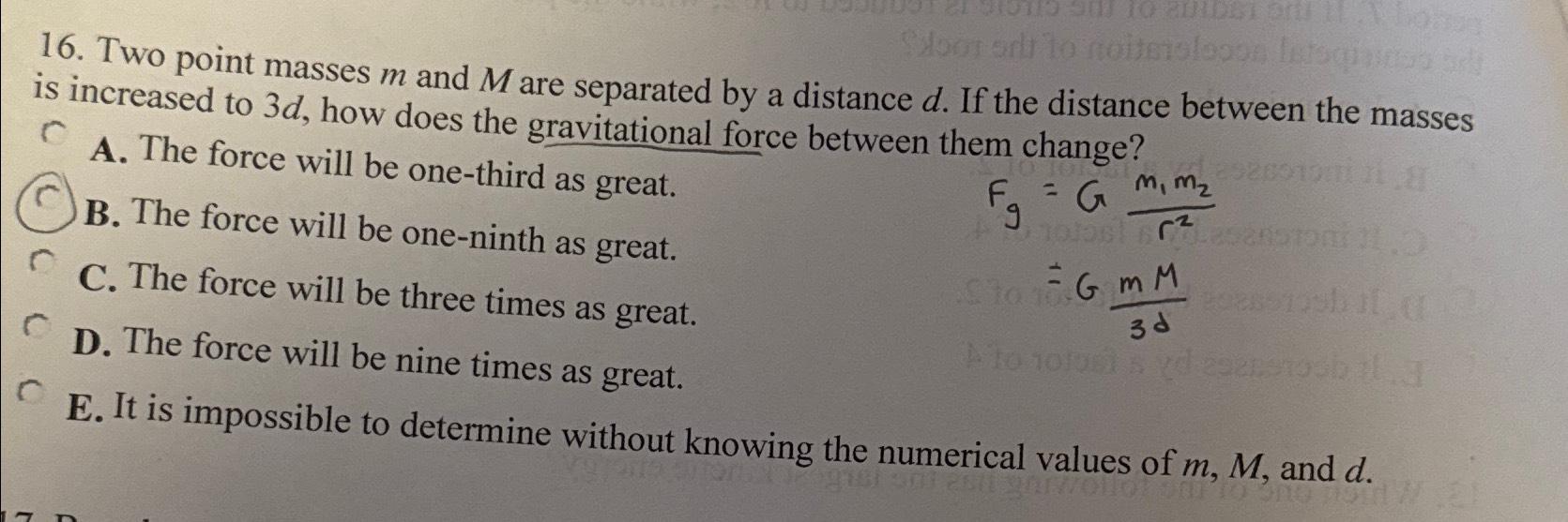 Solved Two point masses m ﻿and M ﻿are separated by a | Chegg.com