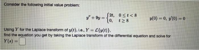 Solved Consider the following initial value problem: ' +9y= | Chegg.com