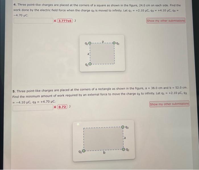 Solved 4. Three point-like charges are placed at the corners | Chegg.com