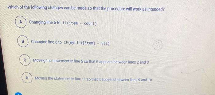 Solved The following procedure is intended to return the | Chegg.com