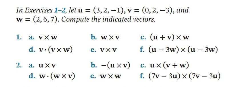 Solved In Exercises 1−2, let u=(3,2,−1),v=(0,2,−3), and | Chegg.com