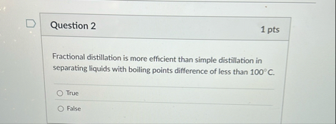 Solved Question 21 ﻿ptsFractional distillation is more | Chegg.com