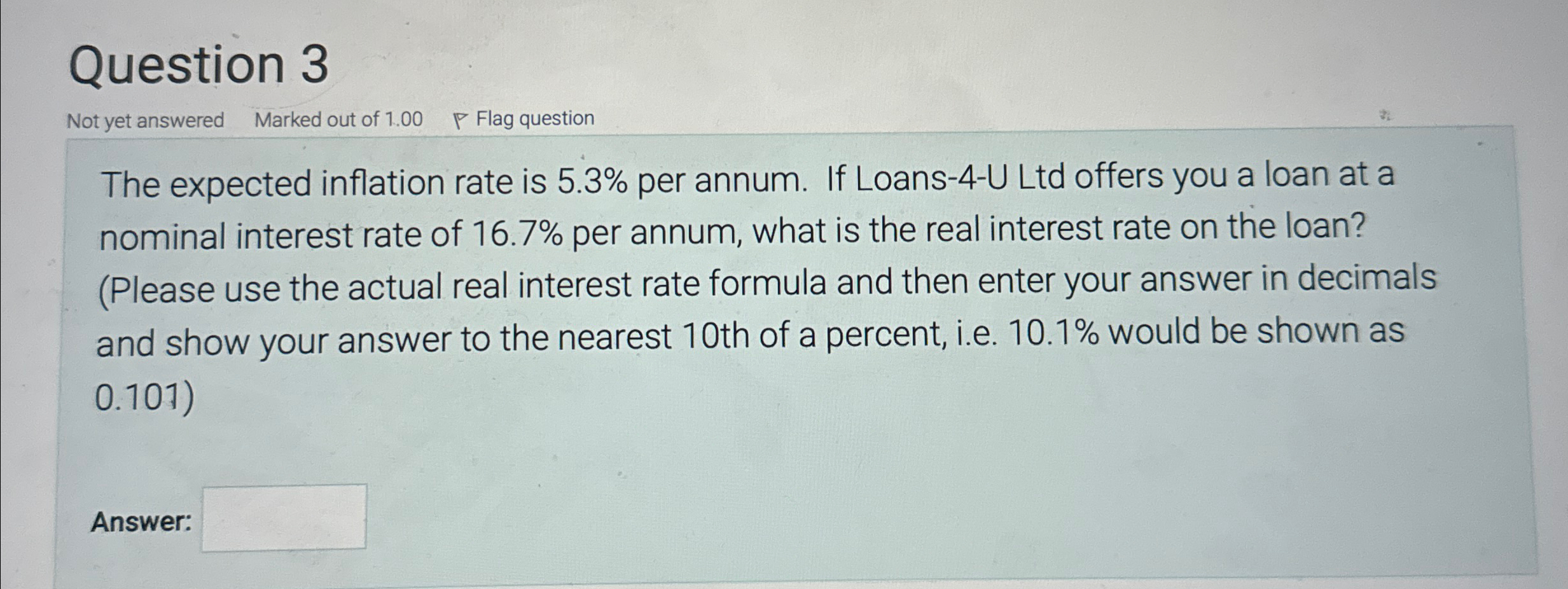 Solved Question 3Not yet answeredMarked out of 1.00F Flag | Chegg.com