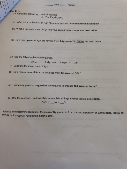 Solved POGIL-Stoichiometry How do chemists use balanced | Chegg.com
