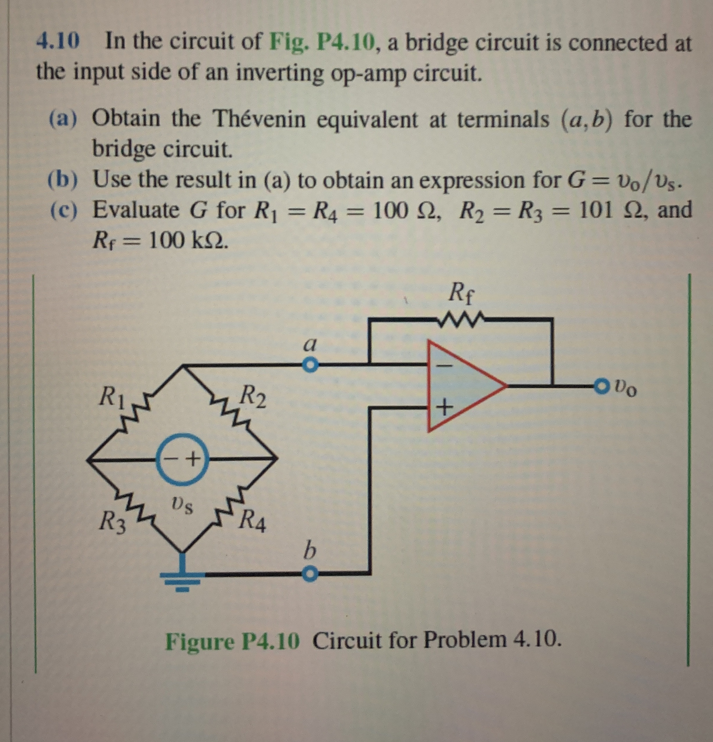 Solved 4.10 ﻿In the circuit of Fig. P4.10, ﻿a bridge circuit | Chegg.com