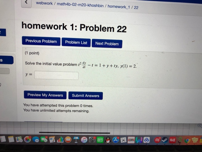 Solved webwork/math4b-02-m20-khoshbin /homework_1 / 22 | Chegg.com
