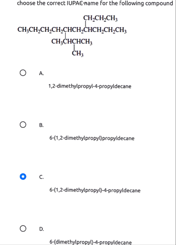 choose the correct IUPAC name for the following | Chegg.com