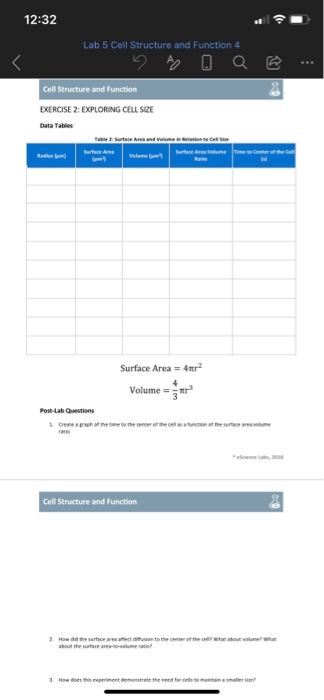 12:32 . -> Lab 5 Cell Structure and Function 4 Cell | Chegg.com