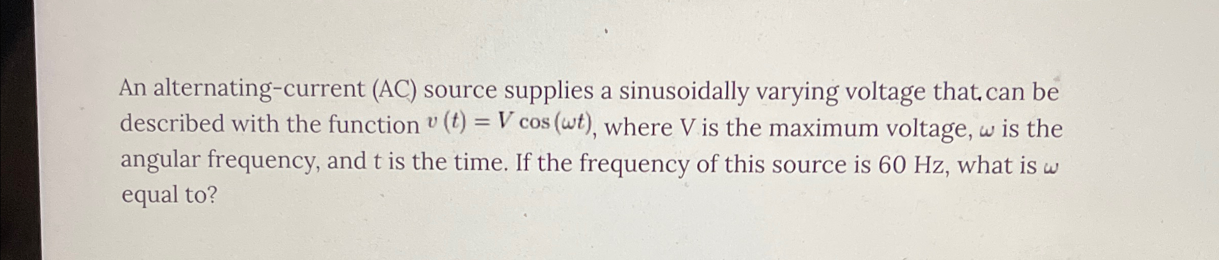 Solved An alternating-current (AC) ﻿source supplies a | Chegg.com