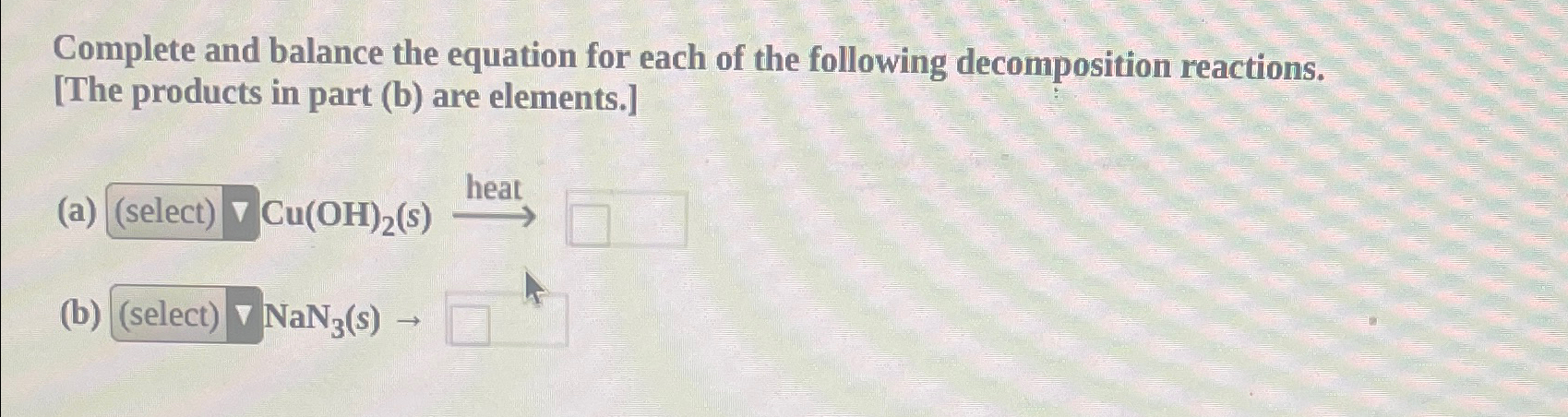 Solved Complete and balance the equation for each of the | Chegg.com