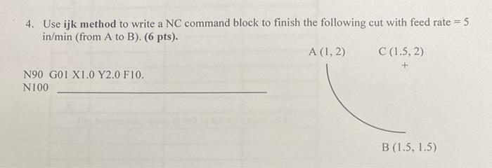 Solved 4. Use ijk method to write a NC command block to | Chegg.com