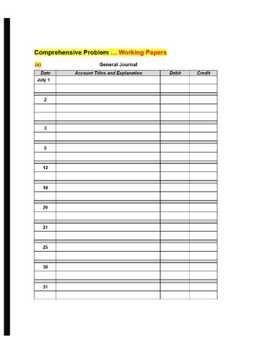 Solved Comprehensive Problem (Problem info and working | Chegg.com