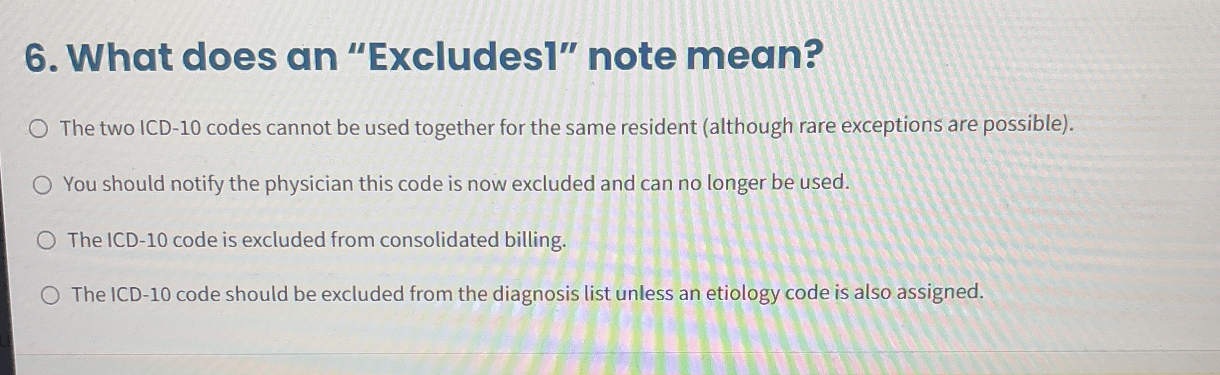 Solved What does an "Excludesl" note mean?The two ICD-10 | Chegg.com