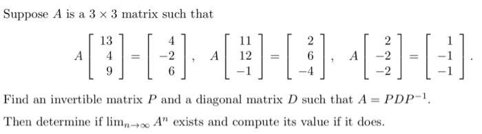Solved Suppose A is a 3×3 matrix such that | Chegg.com