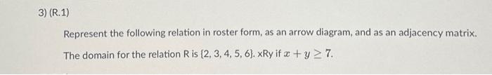 Solved Represent the following relation in roster form, as | Chegg.com
