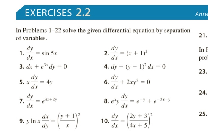 Solved EXERCISES 2.2 Ansn. 21. In ! pro 23. In Problems 1-22 | Chegg.com