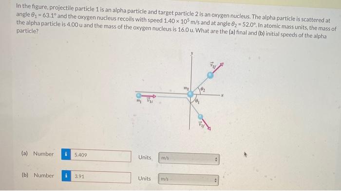 Solved In the figure, projectile particle 1 is an alpha | Chegg.com
