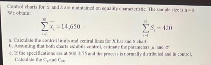 Solved Control charts for xˉ and S are maintained on | Chegg.com