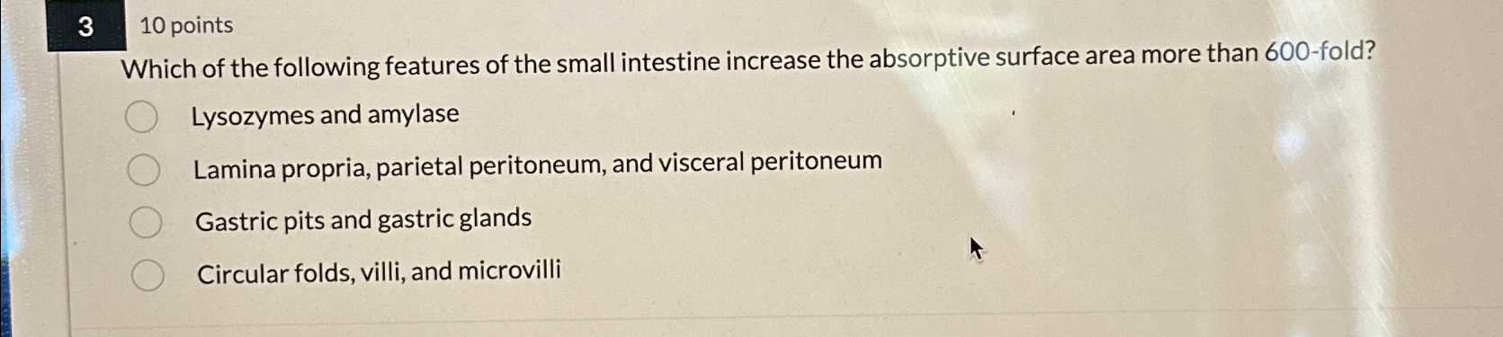 Solved 310 ﻿pointsWhich of the following features of the | Chegg.com