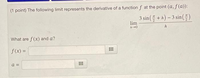 Solved (1 point) The following limit represents the | Chegg.com