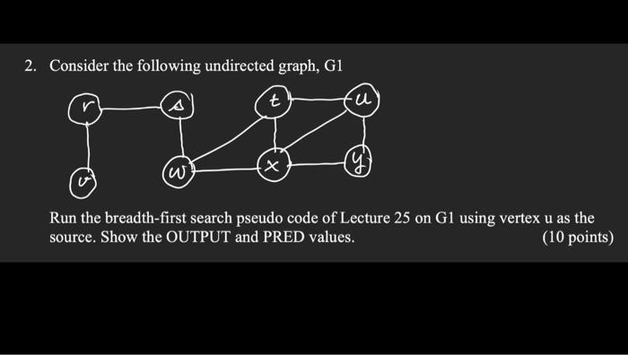 Solved 2. Consider the following undirected graph, G1 A t fu | Chegg.com