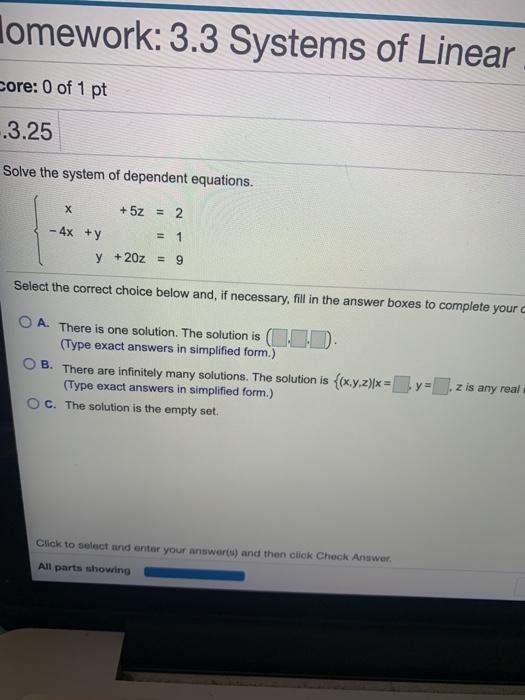 Solved Homework: 3.3 Systems of Linear Score: 0 of 1 pt X | Chegg.com