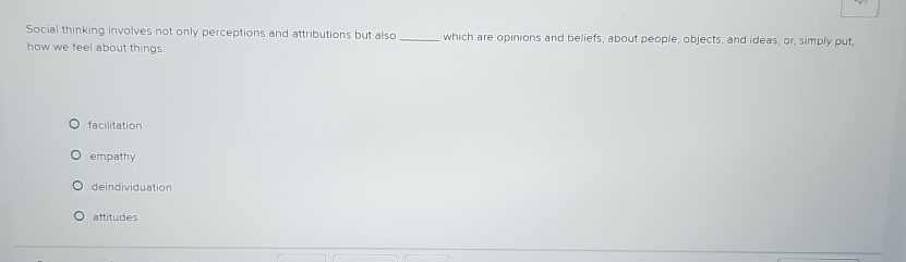 Solved Social thinking involves not only perceptions and | Chegg.com