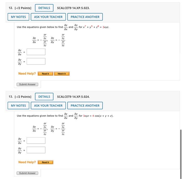 Solved Use the equations given below to find ∂x∂z and ∂y∂z | Chegg.com