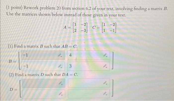Solved 1 Point Rework Problem 20 From Section 6 2 Of Your
