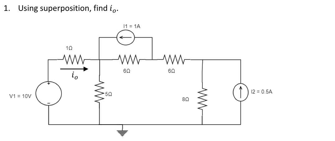 Solved Using superposition, find io. | Chegg.com