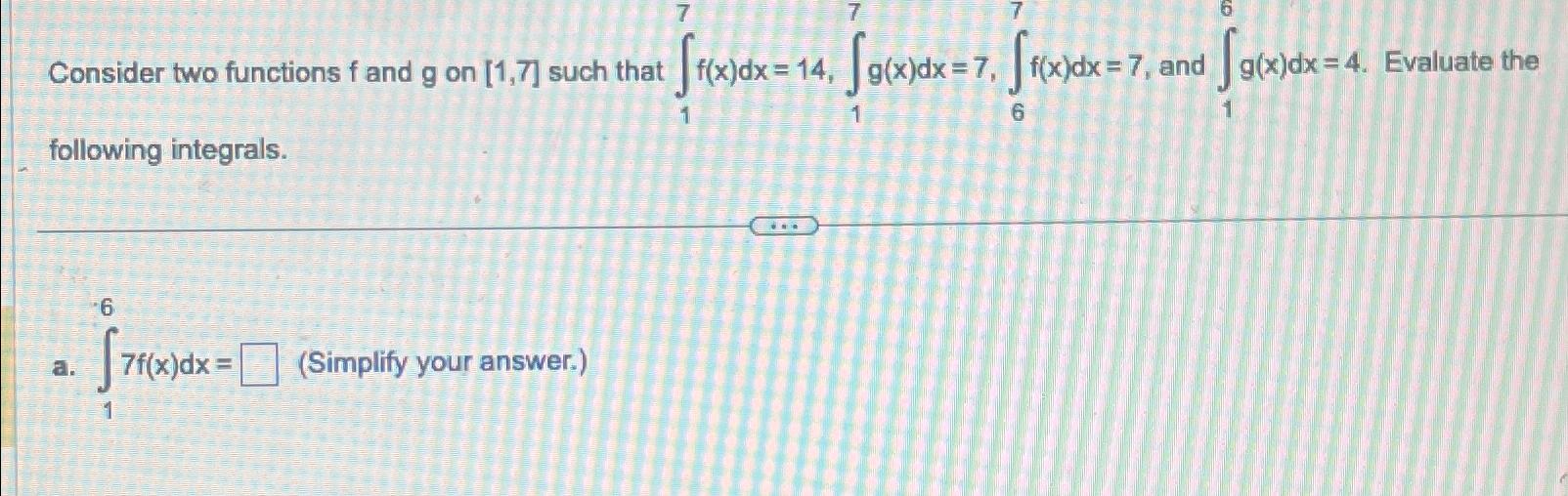 Solved Consider two functions f ﻿and g ﻿on 1,7 ﻿such that | Chegg.com