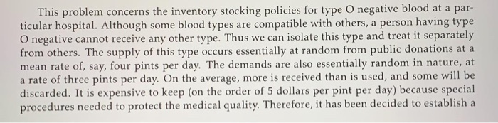 This problem concerns the inventory stocking policies | Chegg.com