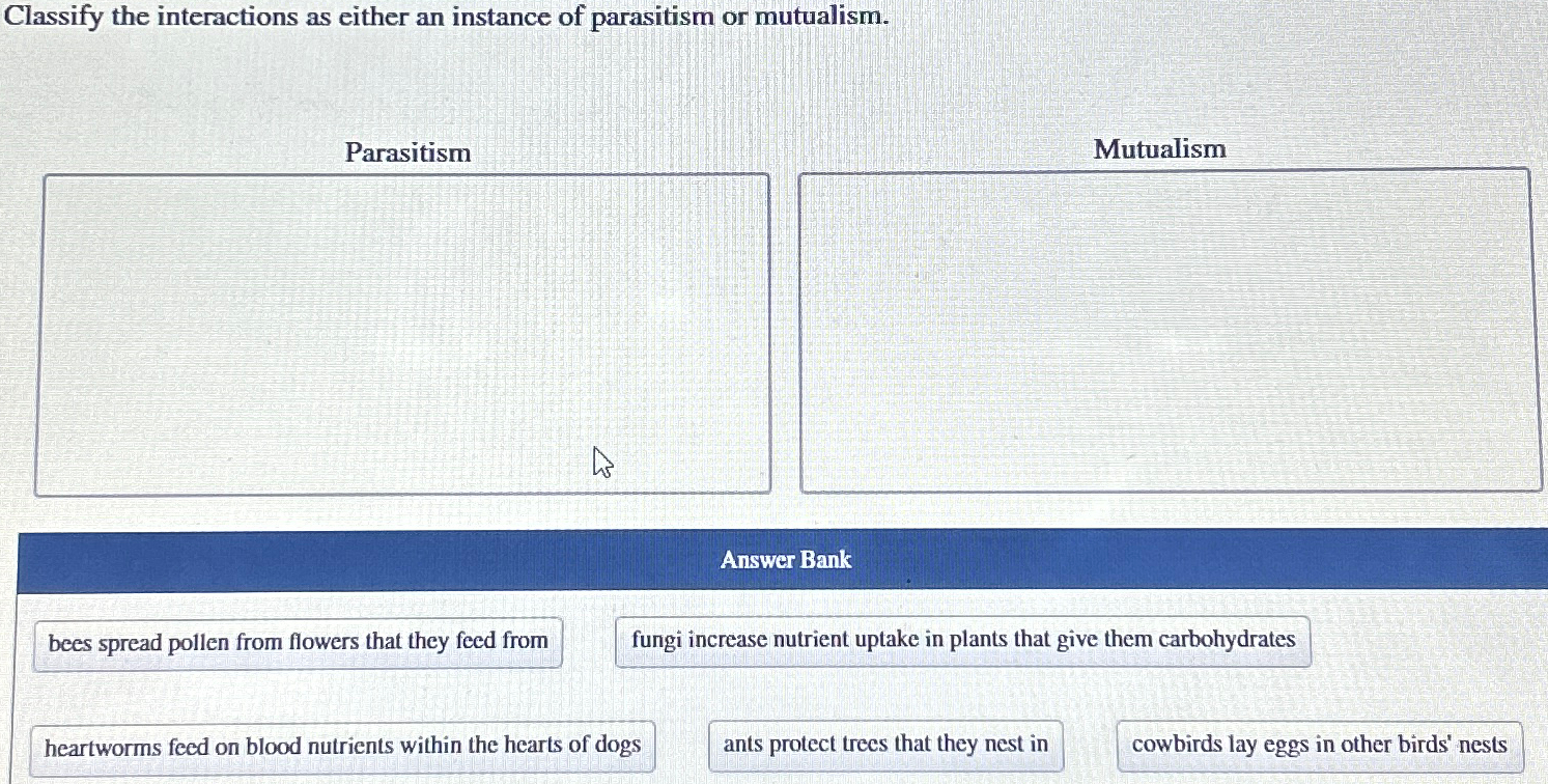 Solved Classify the interactions as either an instance of | Chegg.com