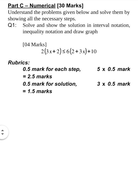 Solved Part C Numerical 30 Marks Understand The Problems 1012