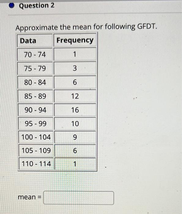 Solved Annrnximate the mean for following GFDT. | Chegg.com