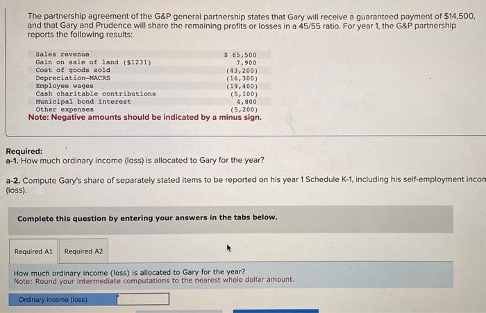Solved The partnership agreement of the G\&P general | Chegg.com