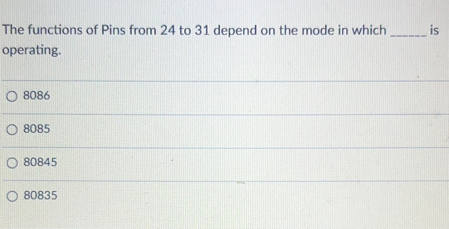 Solved The functions of Pins from 24 ﻿to 31 ﻿depend on the | Chegg.com