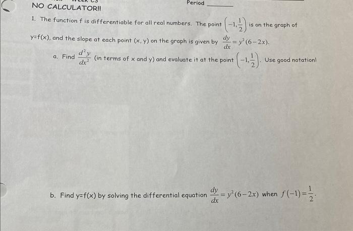Solved 1. The function f is differentiable for all real | Chegg.com