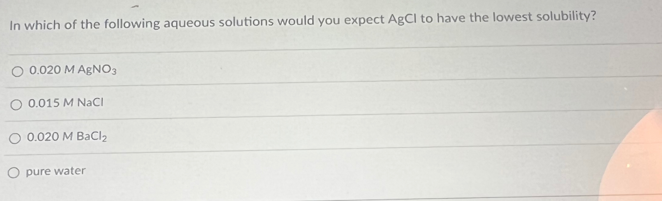 Solved In which of the following aqueous solutions would you | Chegg.com