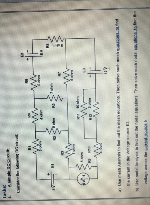 Solved Tasks: A simple DC Circuit: Consider the following DC | Chegg.com