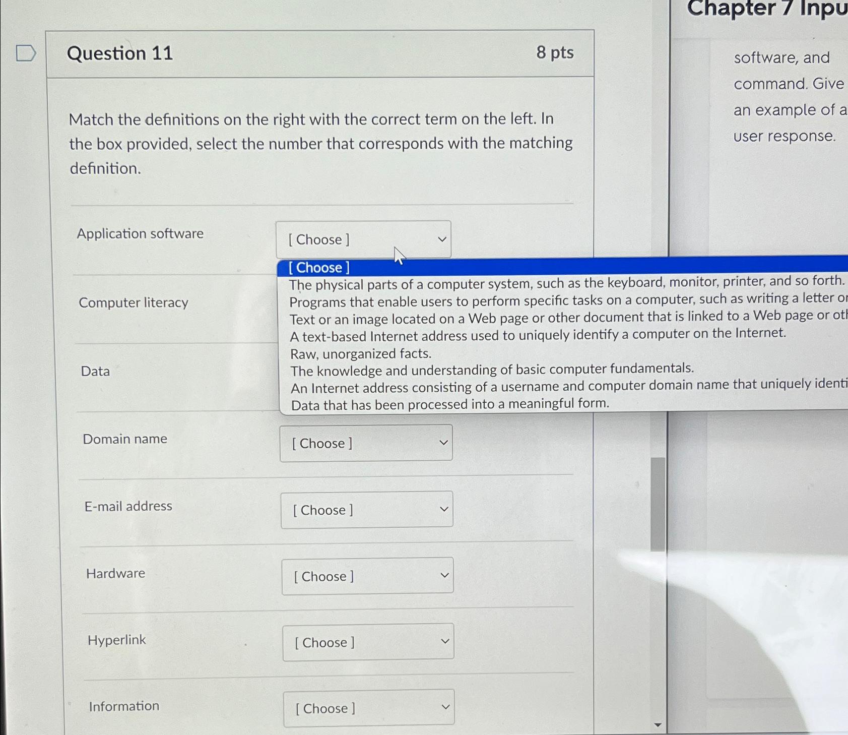 Solved Question 118ptsMatch the definitions on the right | Chegg.com