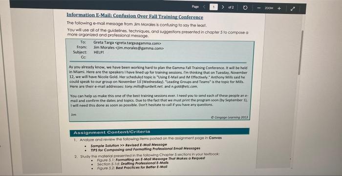 Solved Information E-Mail: Confusion Over Fall Training | Chegg.com