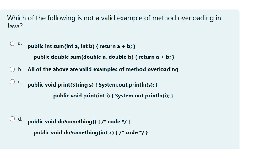 Solved Which of the following is not a valid example of | Chegg.com