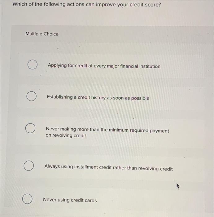 Solved Which of the following actions can improve your | Chegg.com