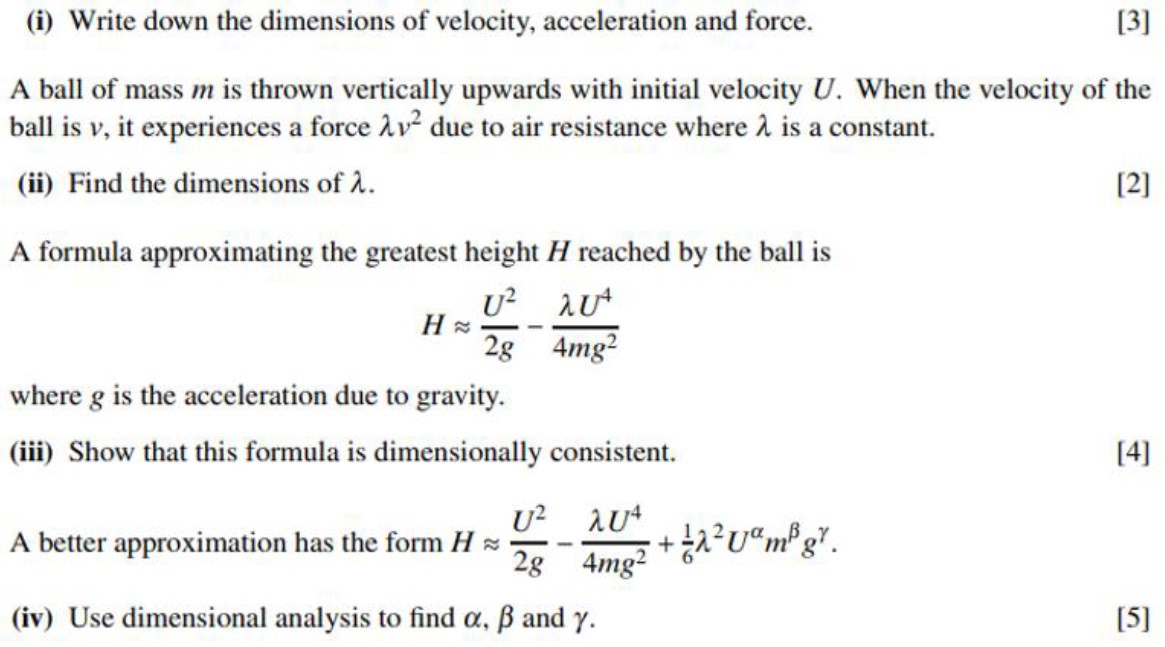 Solved (i) ﻿Write down the dimensions of velocity, | Chegg.com