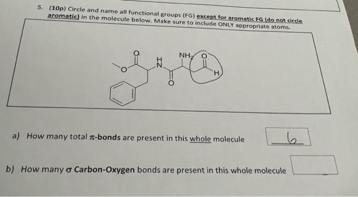 Solved 5. (10p) Circle and name all functional groups (FG) | Chegg.com