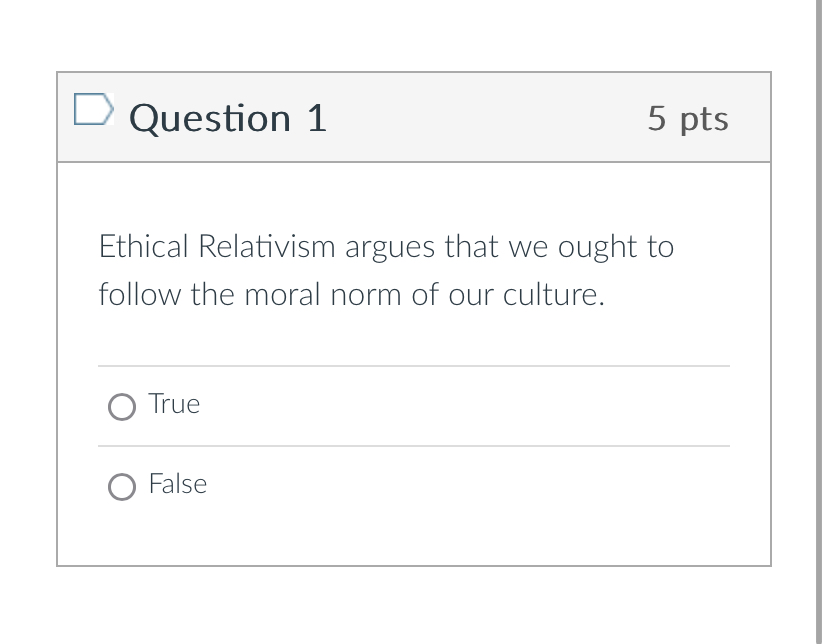 Solved Question 15 ﻿ptsEthical Relativism argues that we | Chegg.com